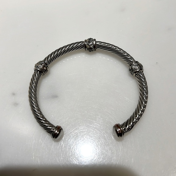 Jewelry | Steel And Rhinestone Cable C Bracelet | Poshmark